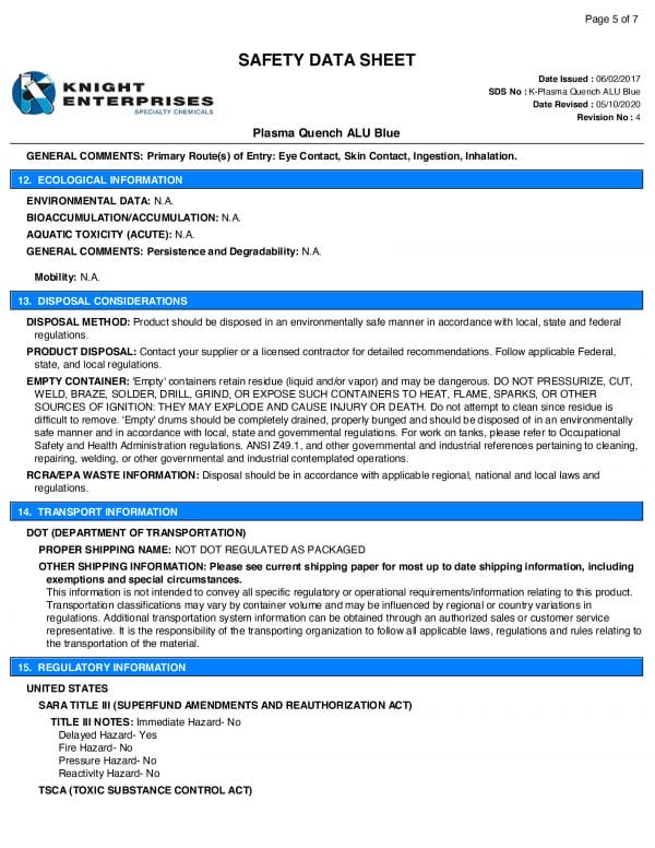 SDS - STV®CNC Plasma Quench ALU Blue - STV® CNC Plasma Tables